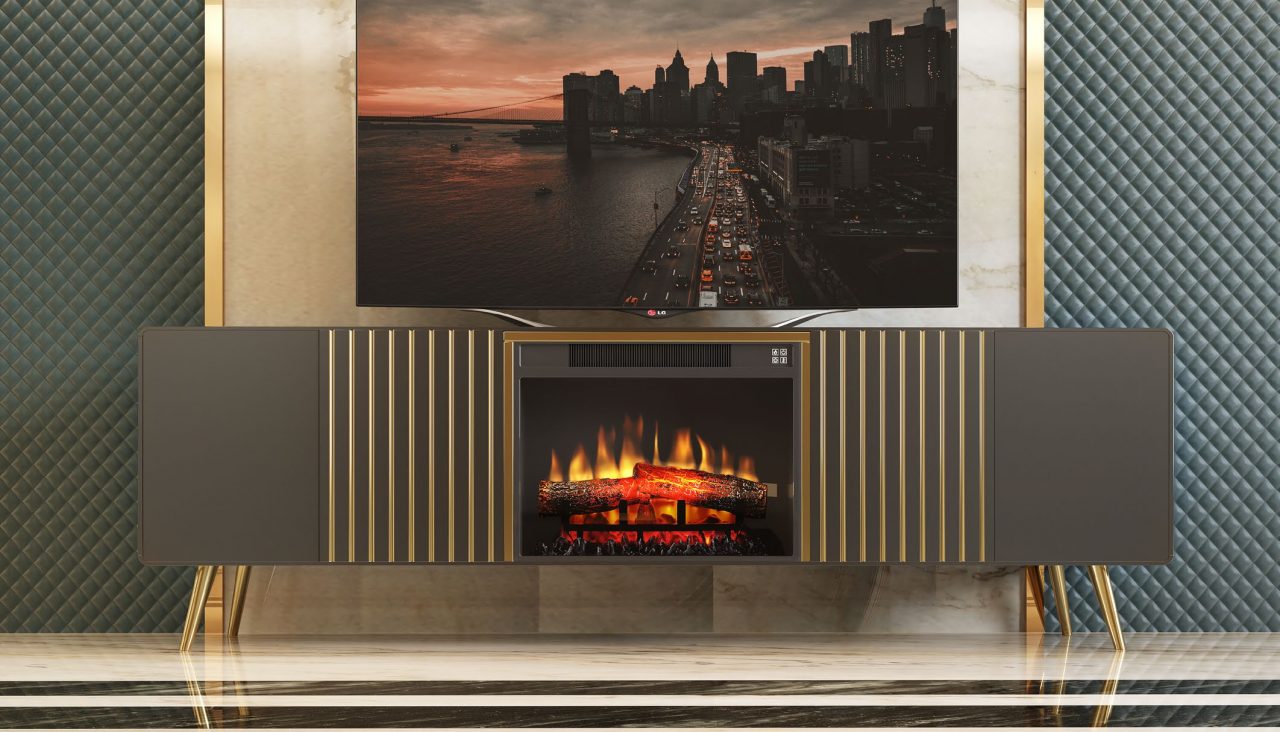 Muebles de TV con chimenea eléctrica integrada-Muebles Modesto